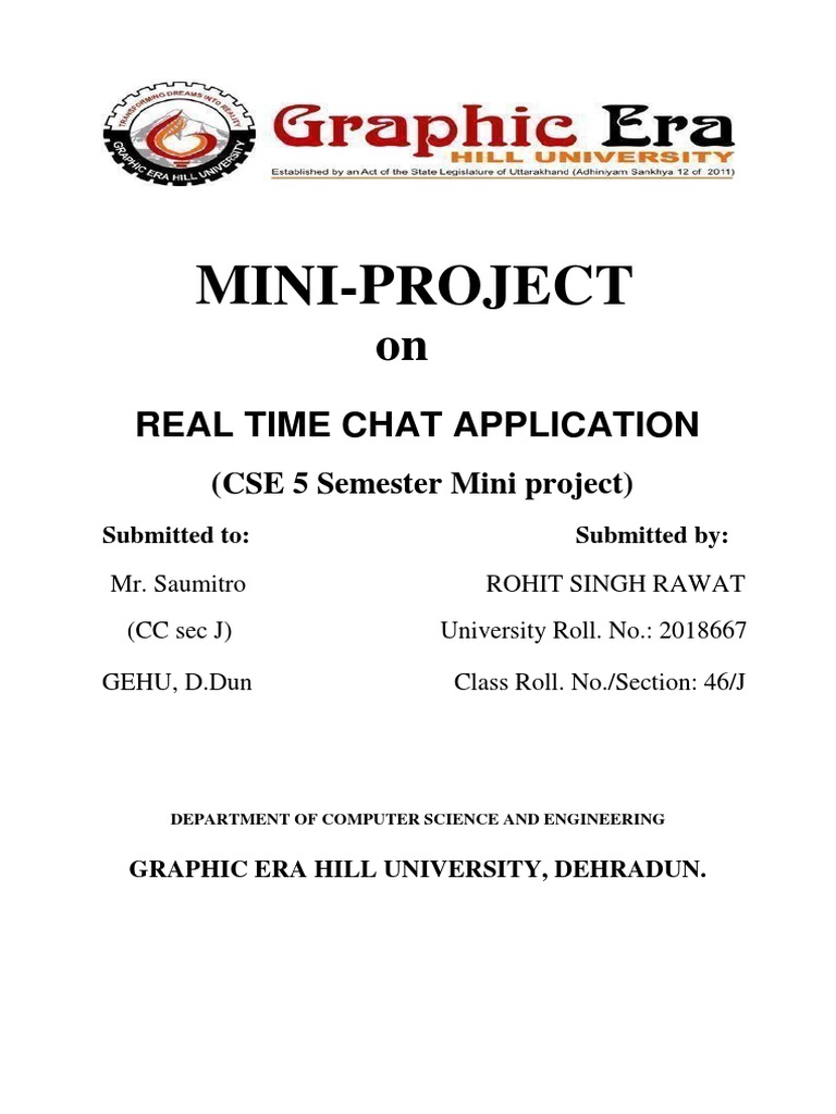 Project Reort On Real Time Chat Application | PDF