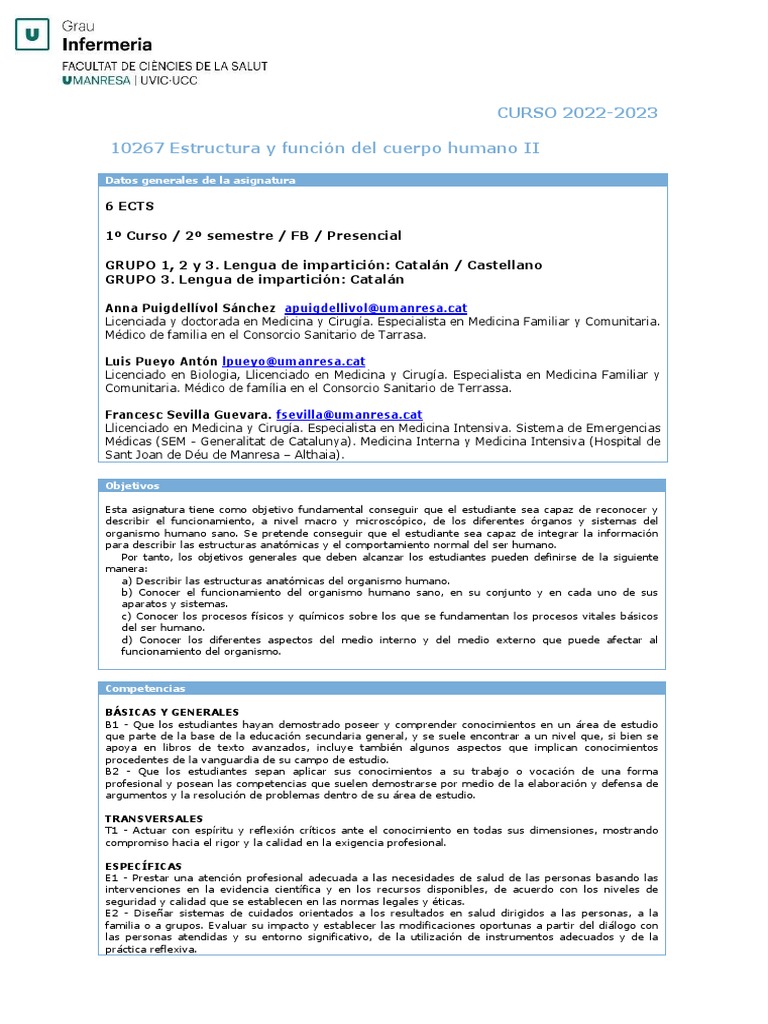 OK - Estructura y Función Del Cuerpo Humano II 22-23 | PDF ...