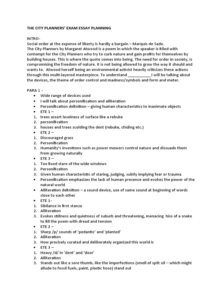 The City Planners Exam Essay Planning | PDF | Poetry