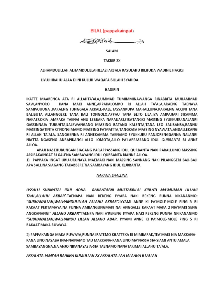 Bilal Shlat Idul Adha | PDF