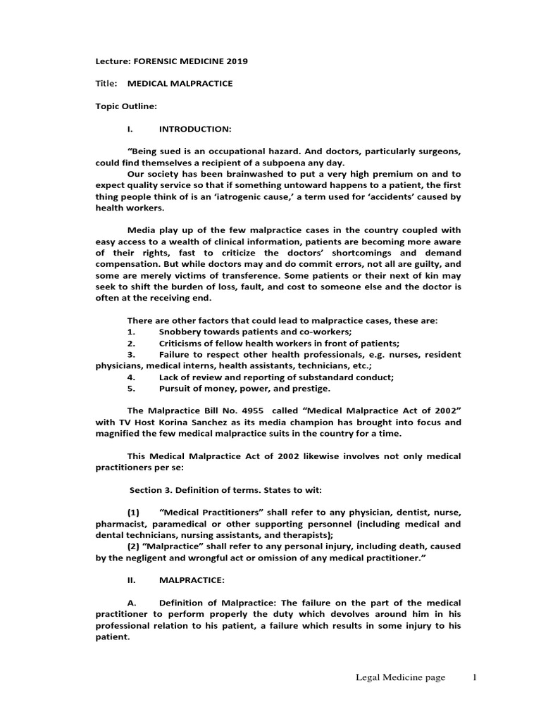 Medical Malpractice | PDF