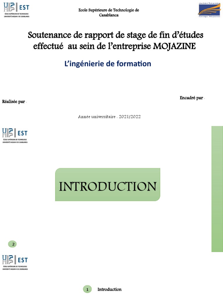 Soutenance de Rapport de Stage de Fin D'études Effectué Au Sein de L'entreprise MOJAZINE | PDF