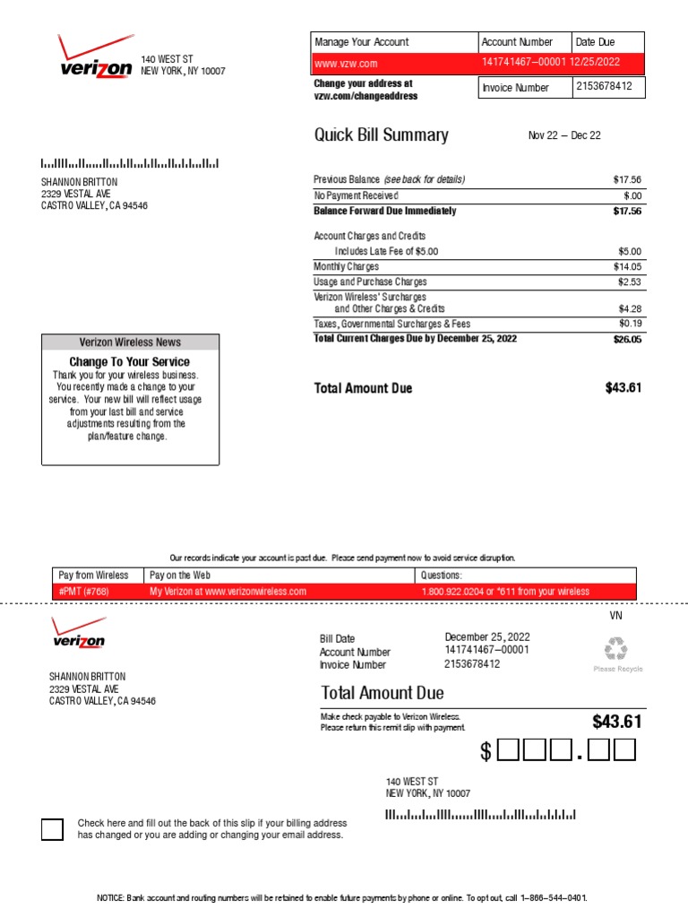 Verizon | PDF | Fee | Payments