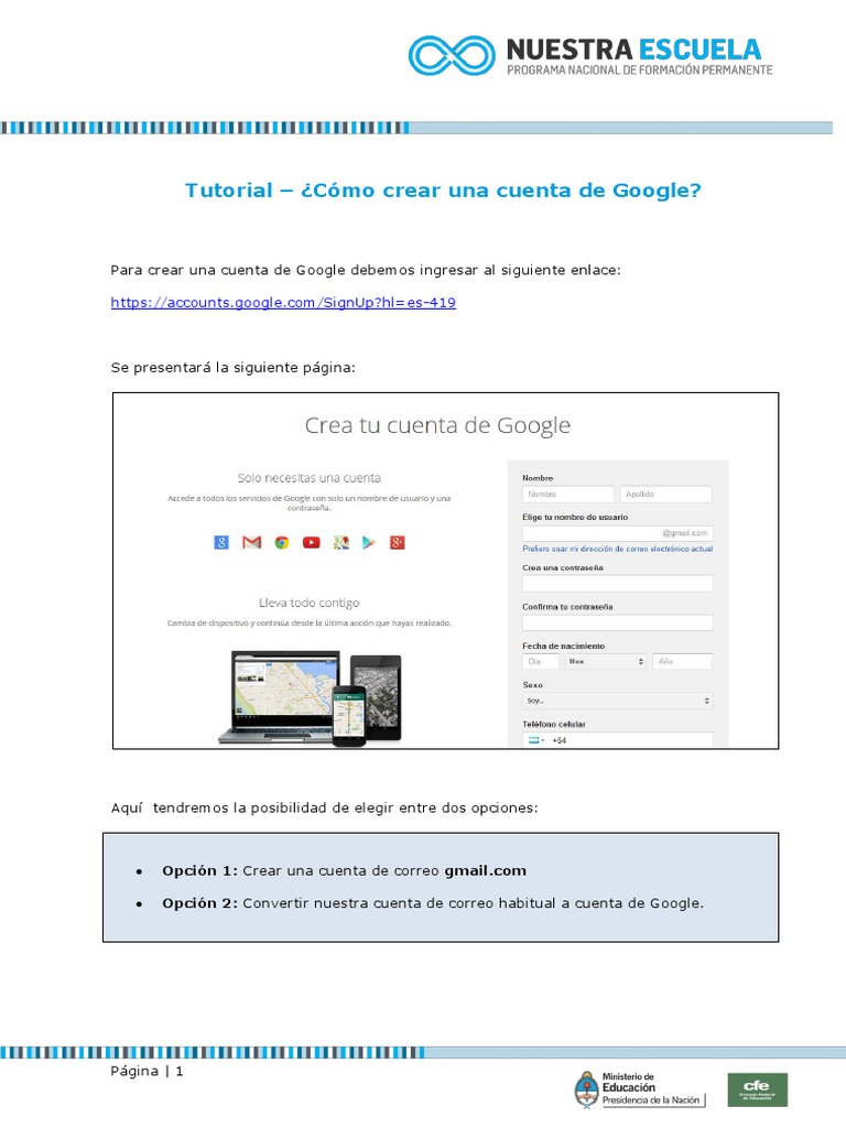 Tutorial - Crear Cuenta de Google | PDF | Privacidad en internet | Informática