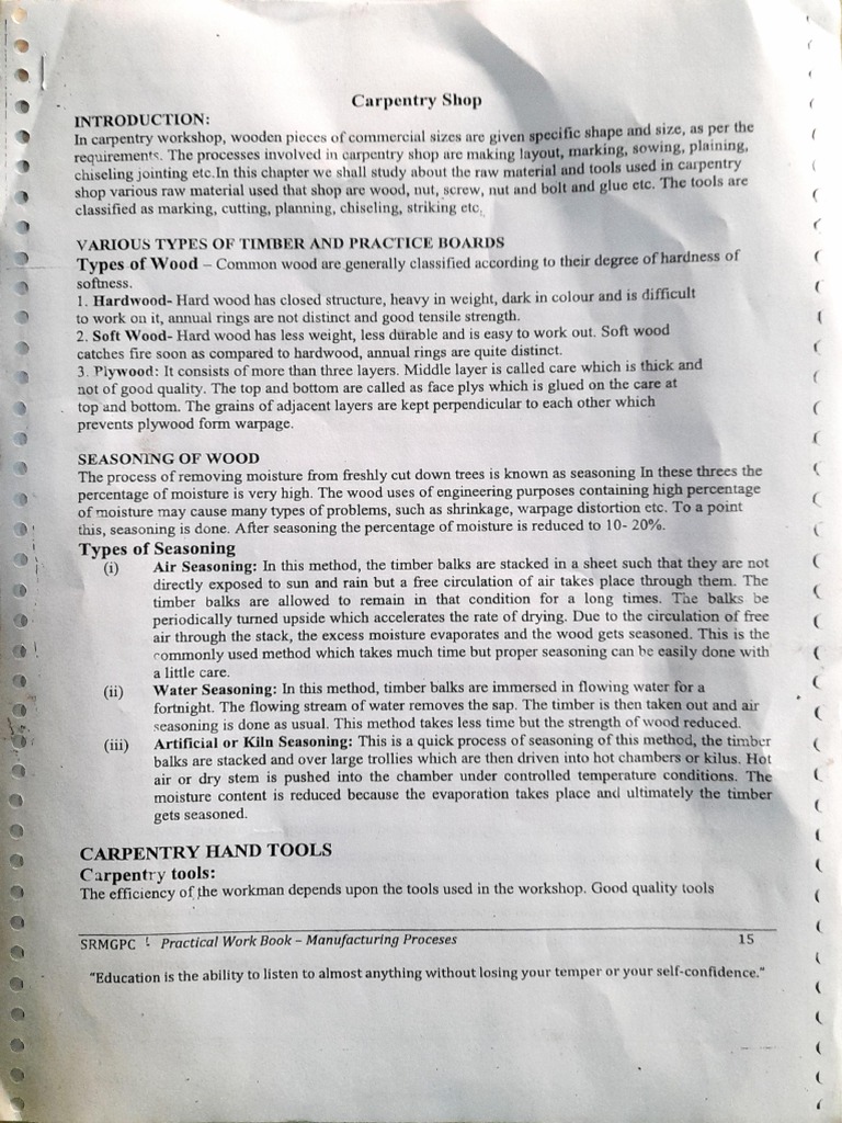 Carpentry Shop | PDF