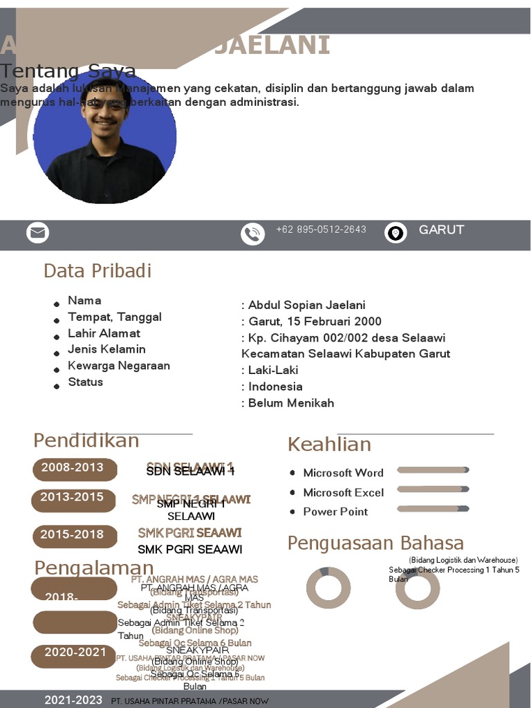 Putih Dan Abu Abu Sederhana Modern CV Lulusan Baru Resume | PDF