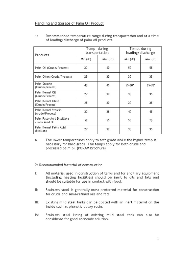 Palm Oil Storage and Handling Guidelines | PDF | Palm Oil | Petroleum