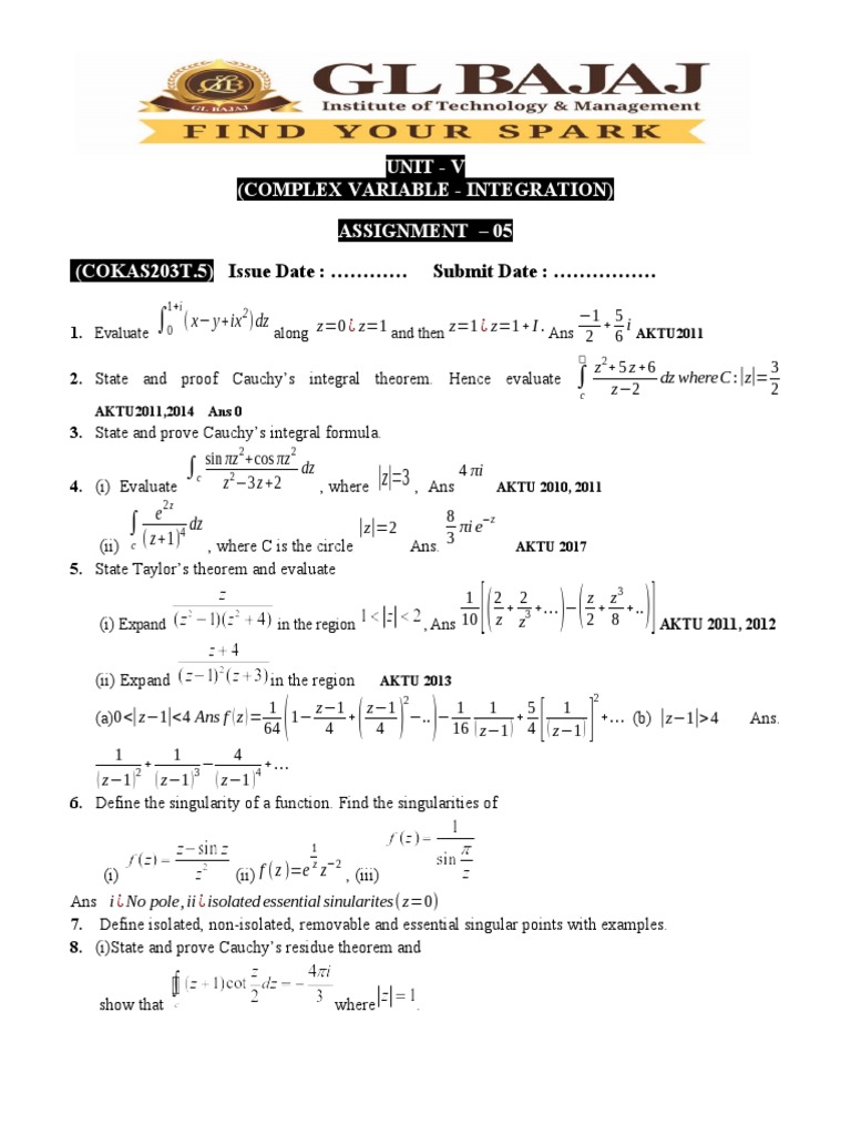 Assignment V Mathematics Ii Pdf Mathematical Objects Mathematical Analysis