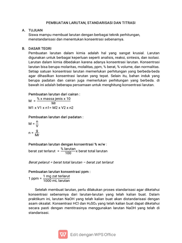 Praktikum Pembuatan Larutan Akt Xi Apl 1 | PDF