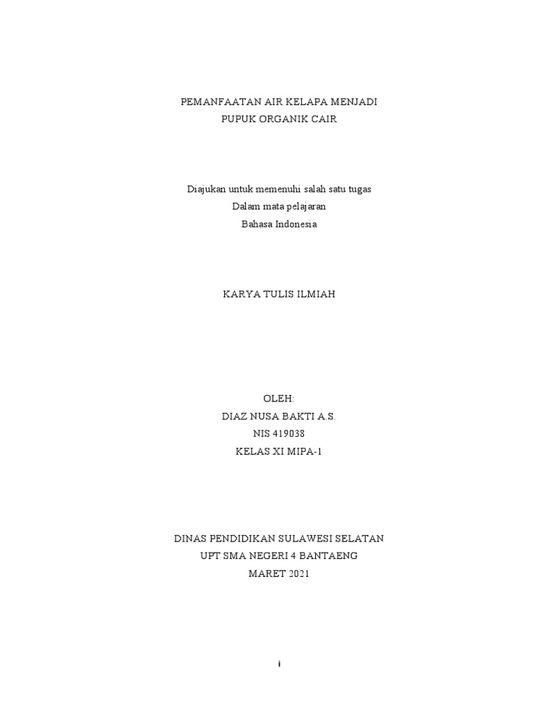 Sampul Dalam KTI Pupuk Organik Cair | PDF
