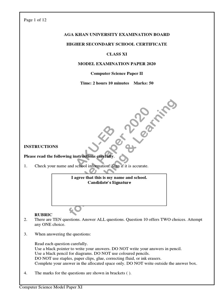 Computer-Science-Model-Paper-XI - (Paper II) | PDF | Databases ...