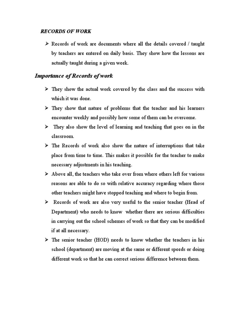 Records of Work | PDF