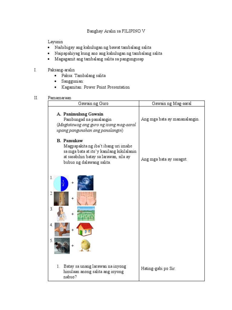 Banghay Aralin Sa FILIPINO V | PDF