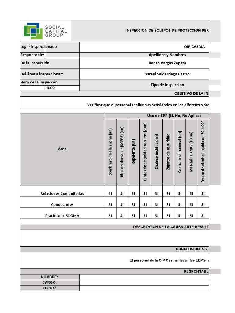 Formato de Inspeccion de Epps | PDF