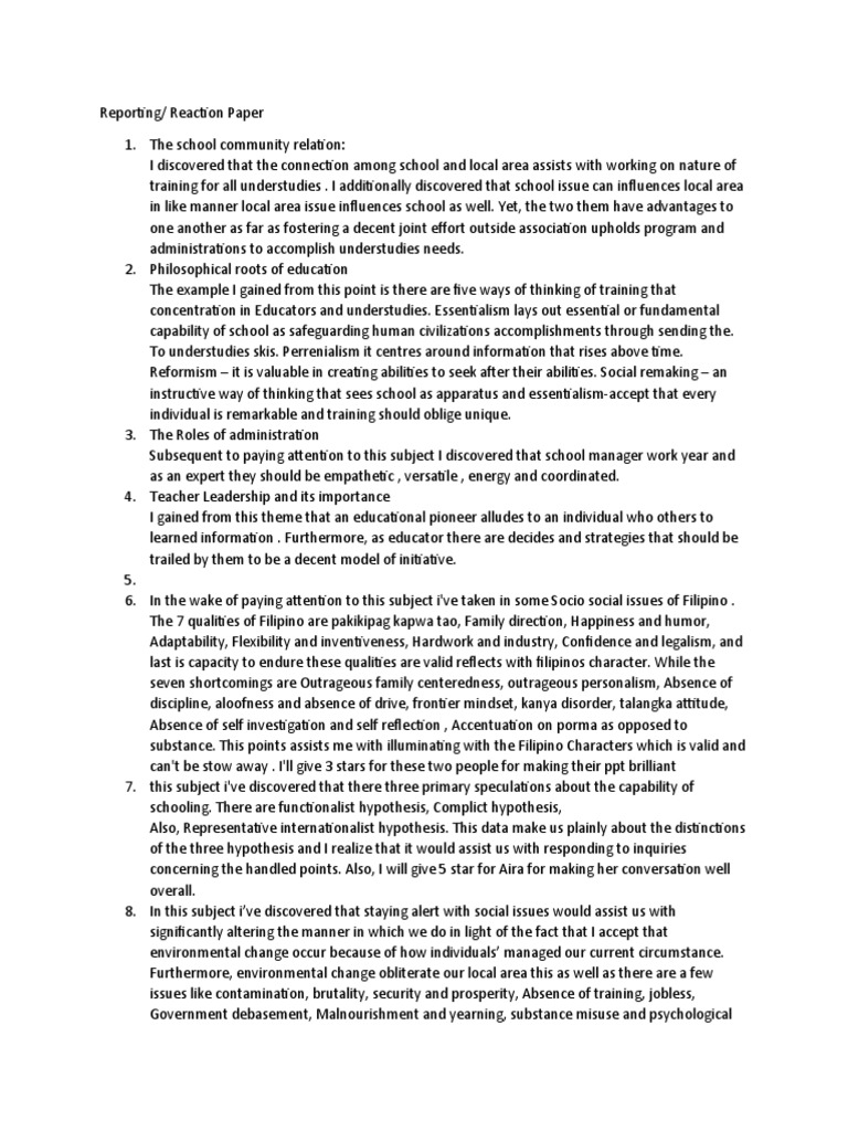 Reaction Paper | PDF | Vocational Education | Learning
