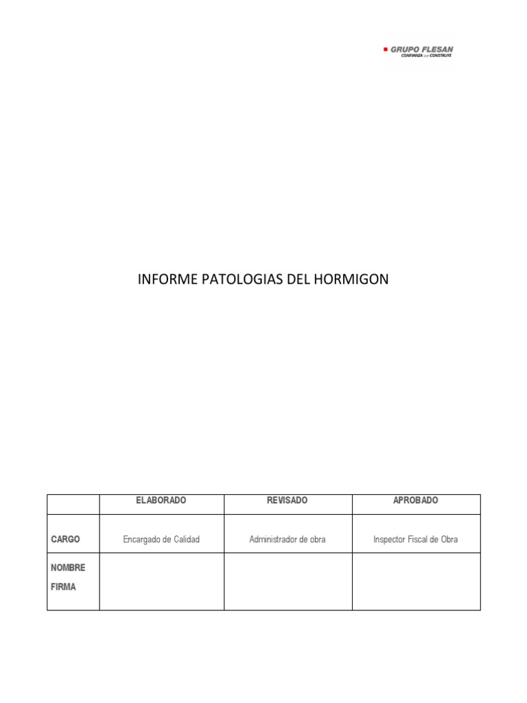 Patologías Del Hormigón Informe | PDF | Hormigón | Cemento