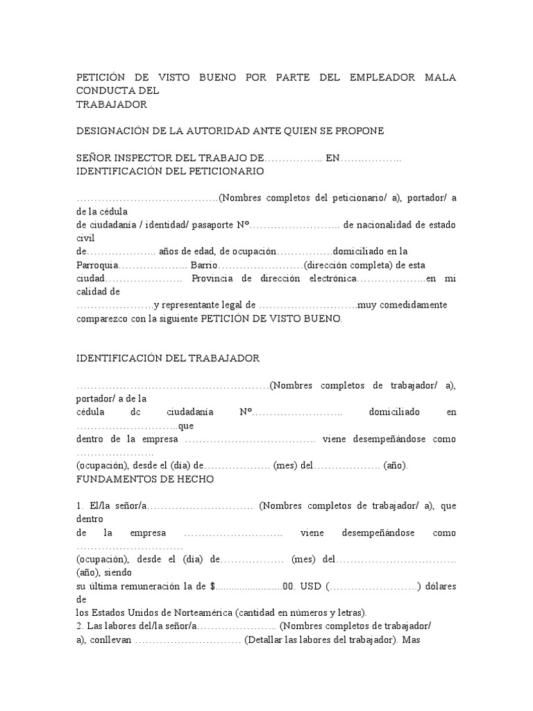 MODELO Visto Bueno | PDF