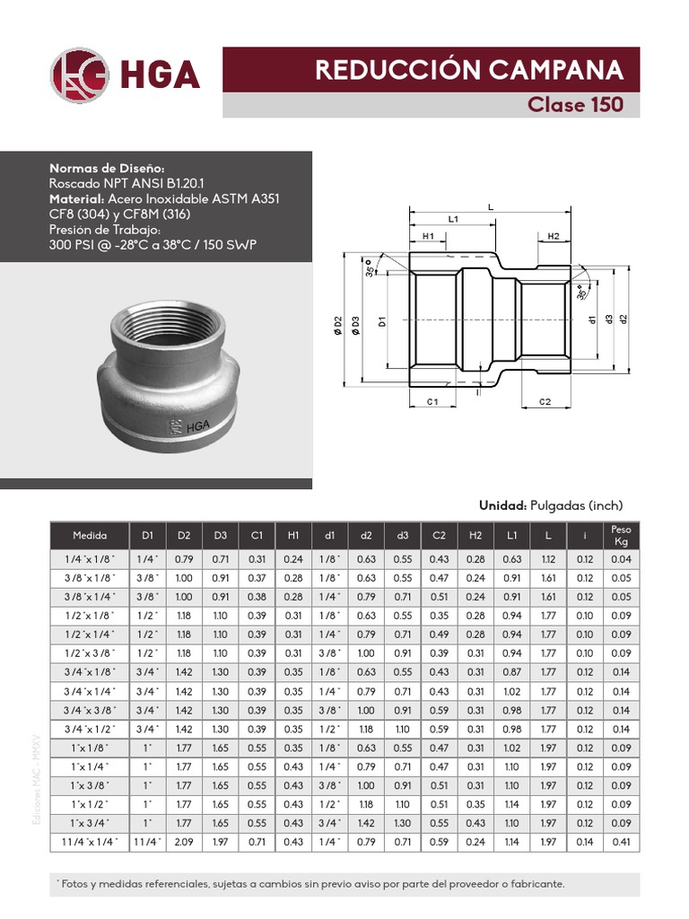 Ficha Tecnica Reduccion Campana Inox | PDF