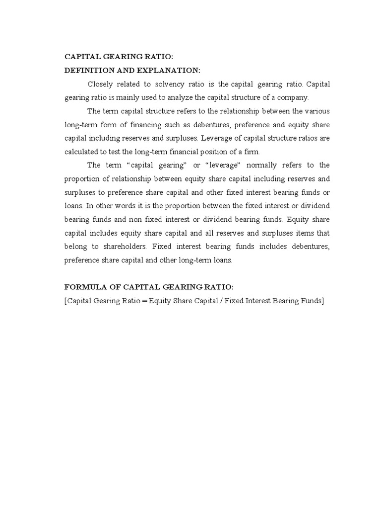 Capital Gearing Ratio | PDF