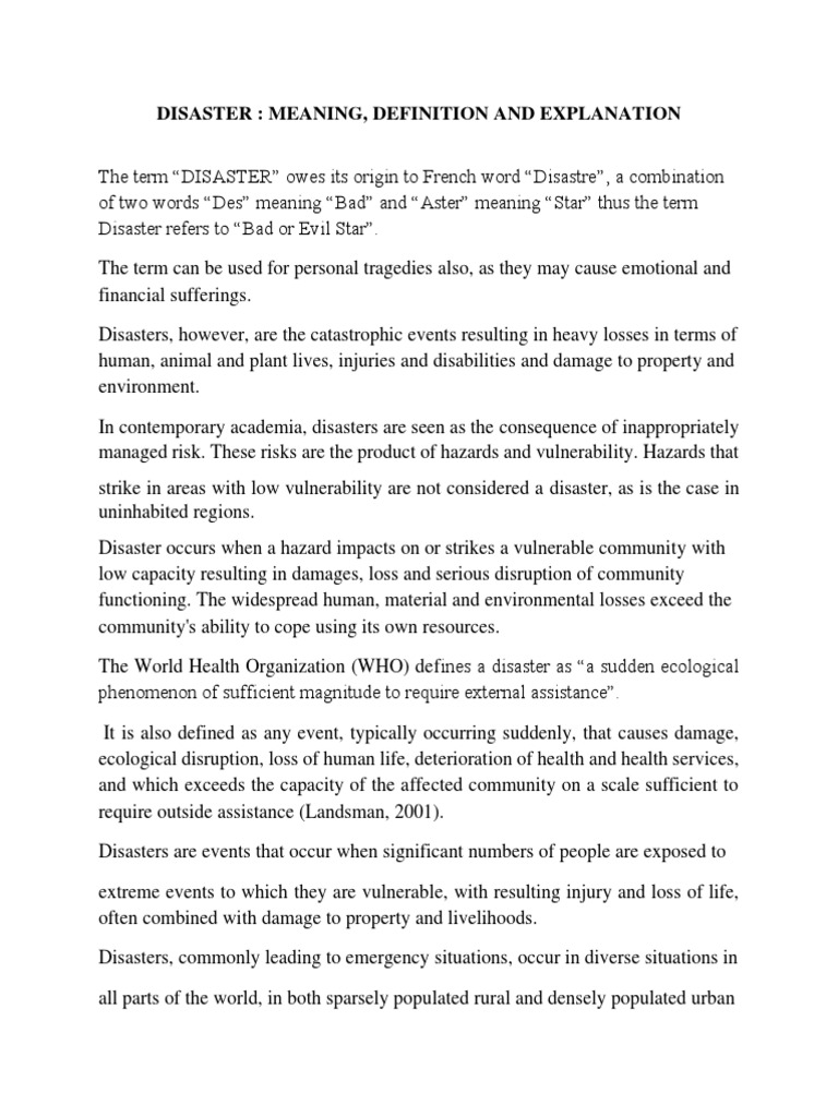 Disaster Definition and Types | PDF | Hazards | Natural Disasters