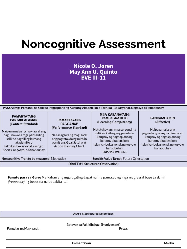 Joren Quinto Noncognitive Assessment | PDF
