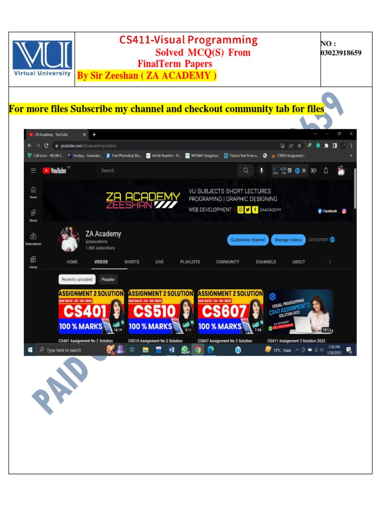 CS411 Finalterm MCQS Solved by ZA Academy | PDF | Ajax (Programming ... CS411 Finalterm MCQS Solved by ZA Academy | PDF | Ajax (Programming ...