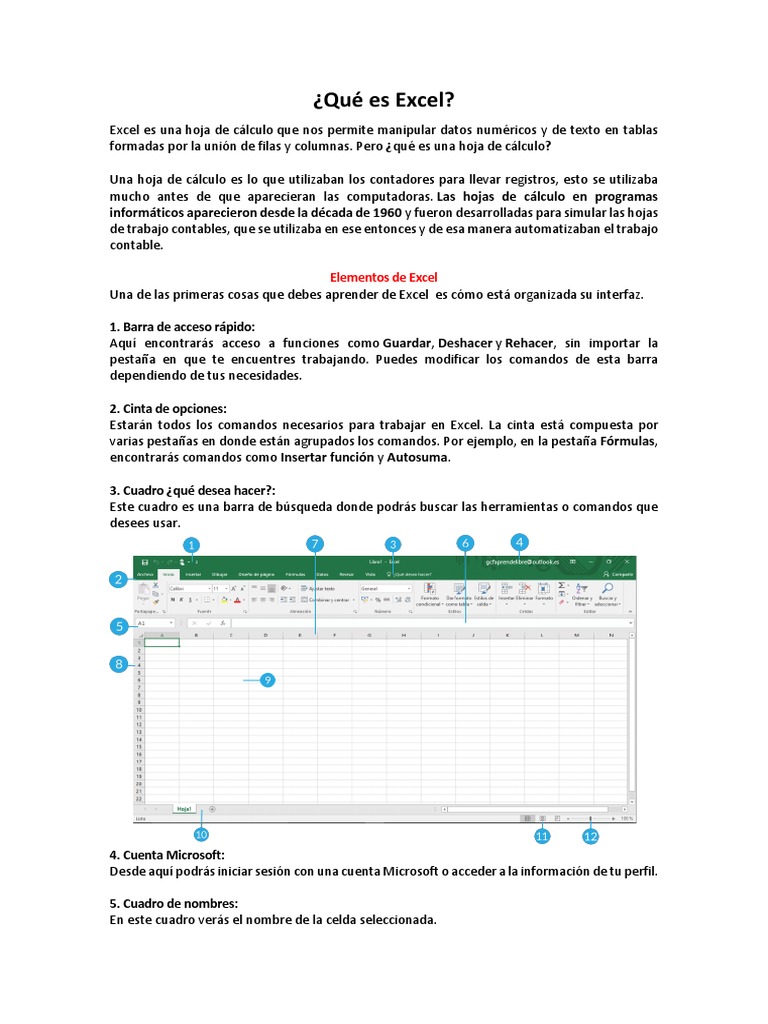 TEMA 1 - Excel y Elementos de Excel | PDF | Hoja de cálculo | Microsoft Excel