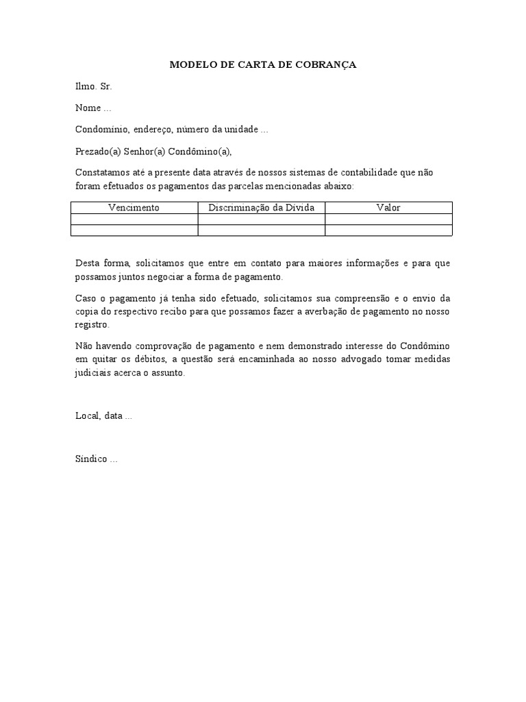 Modelo de Carta de Cobranca | PDF Modelo de Carta de Cobranca | PDF