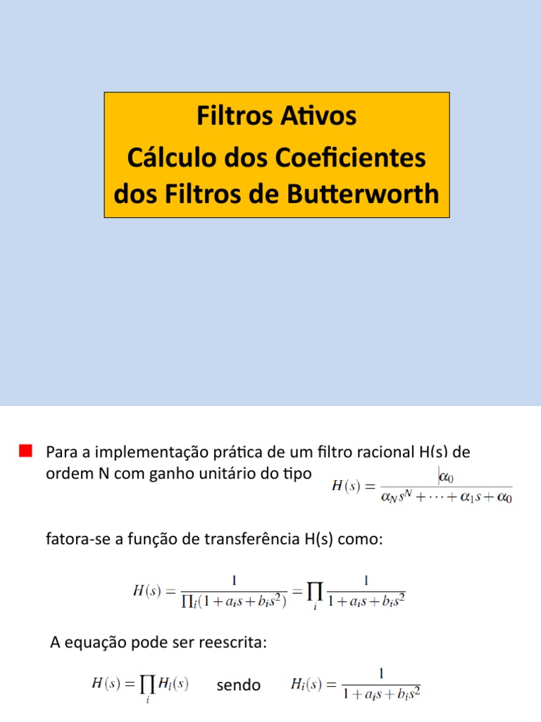 Cálculo Dos Coeficientes de Filtros de Butterworth | PDF | Número ...
