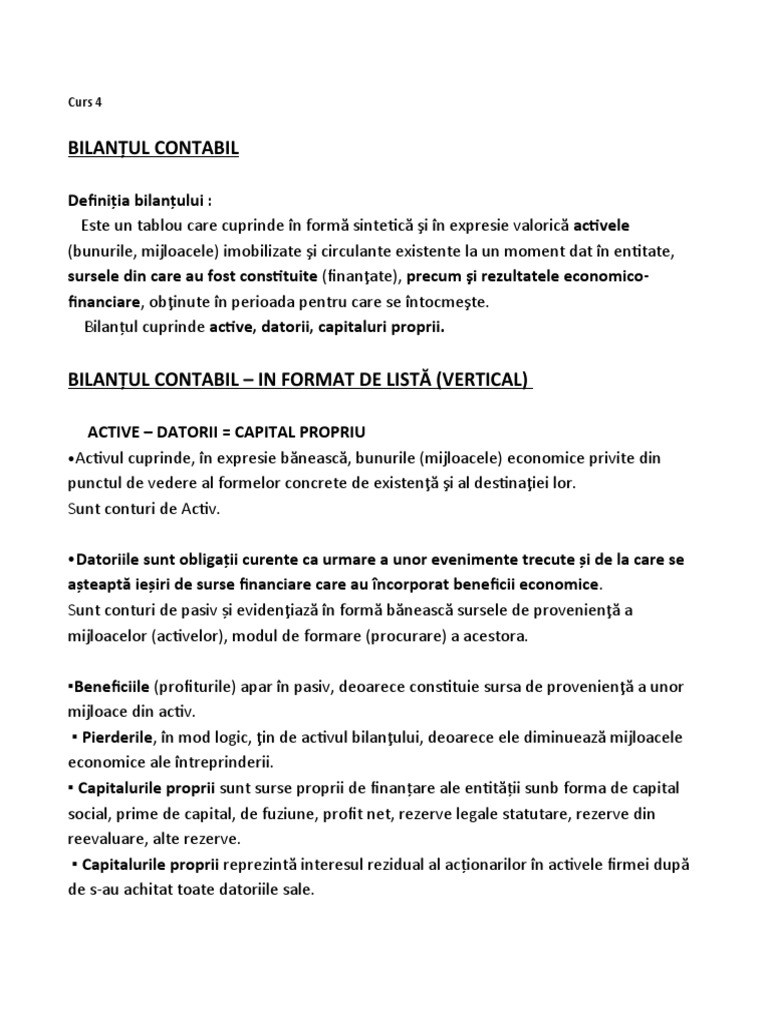 Bilantul Contabil | PDF