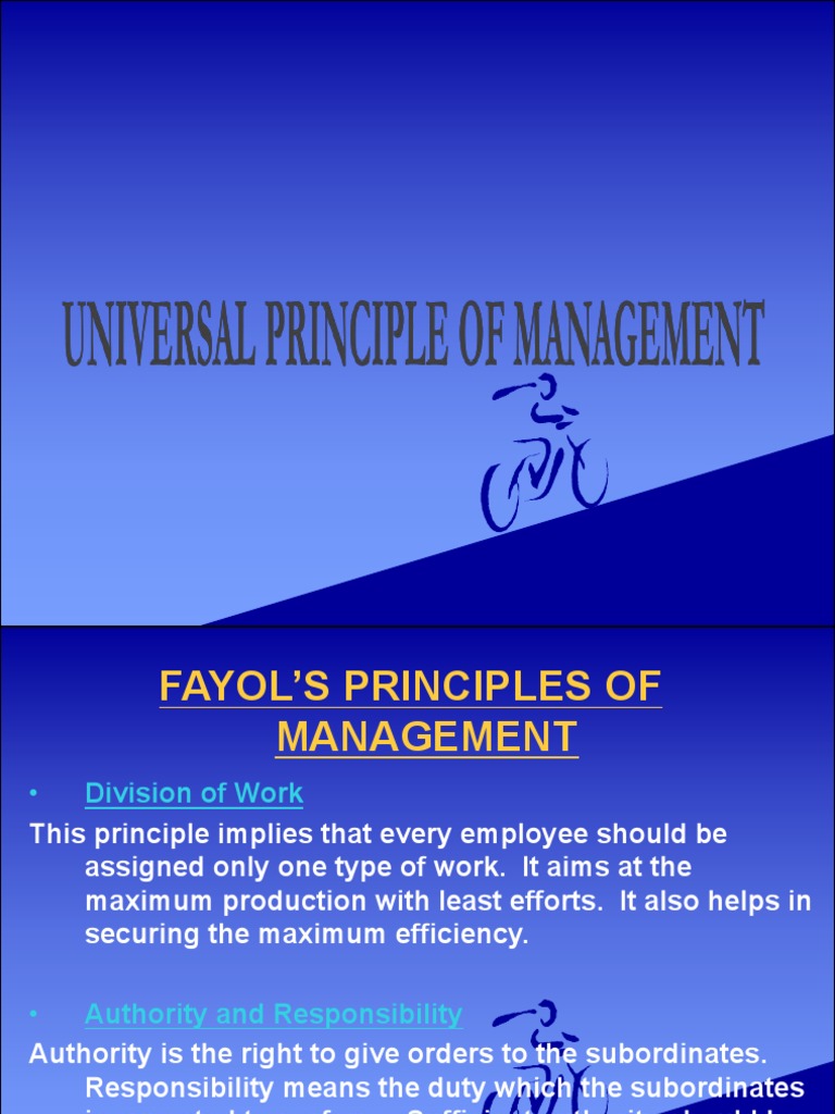 Universal Principle of Management | PDF | Employment | Business Economics