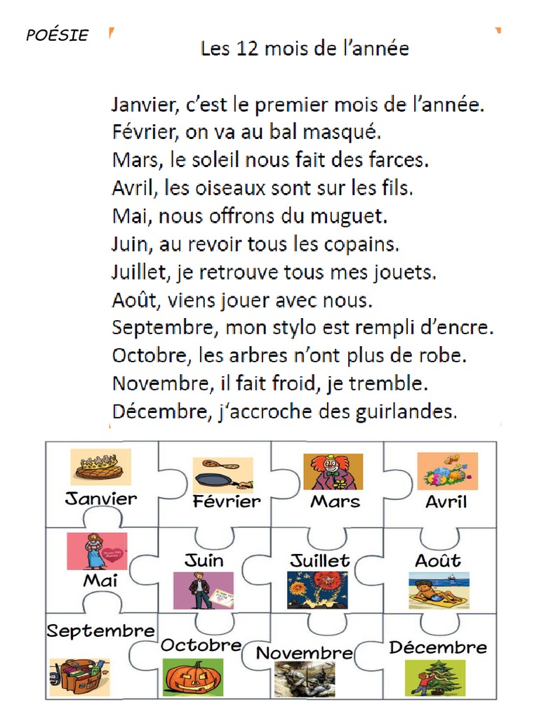 Poesie Les 12 Mois de L-Annee | PDF