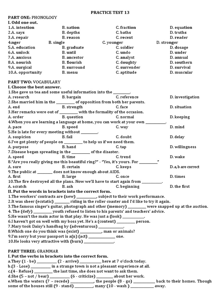 Answer Key To Practice Test 13 | PDF | Weed | Habitat