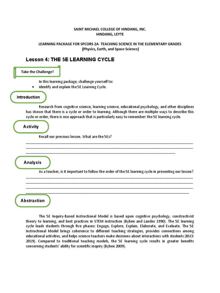 Lesson 4 - 5e Learning Cycle | PDF