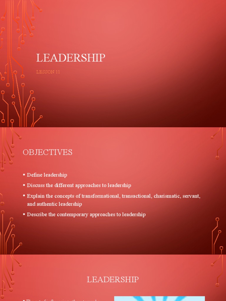 Lesson 11 Leadership | PDF | Leadership | Psychological Concepts