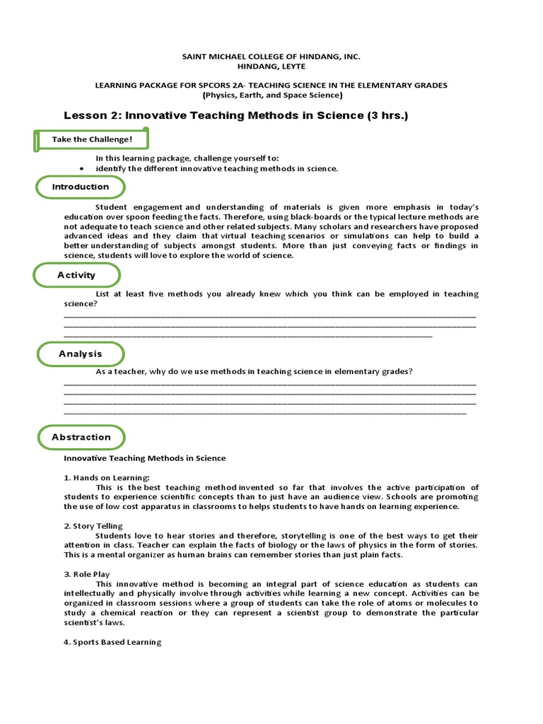 Innovative Science Teaching Methods | PDF | Teaching Method | Science