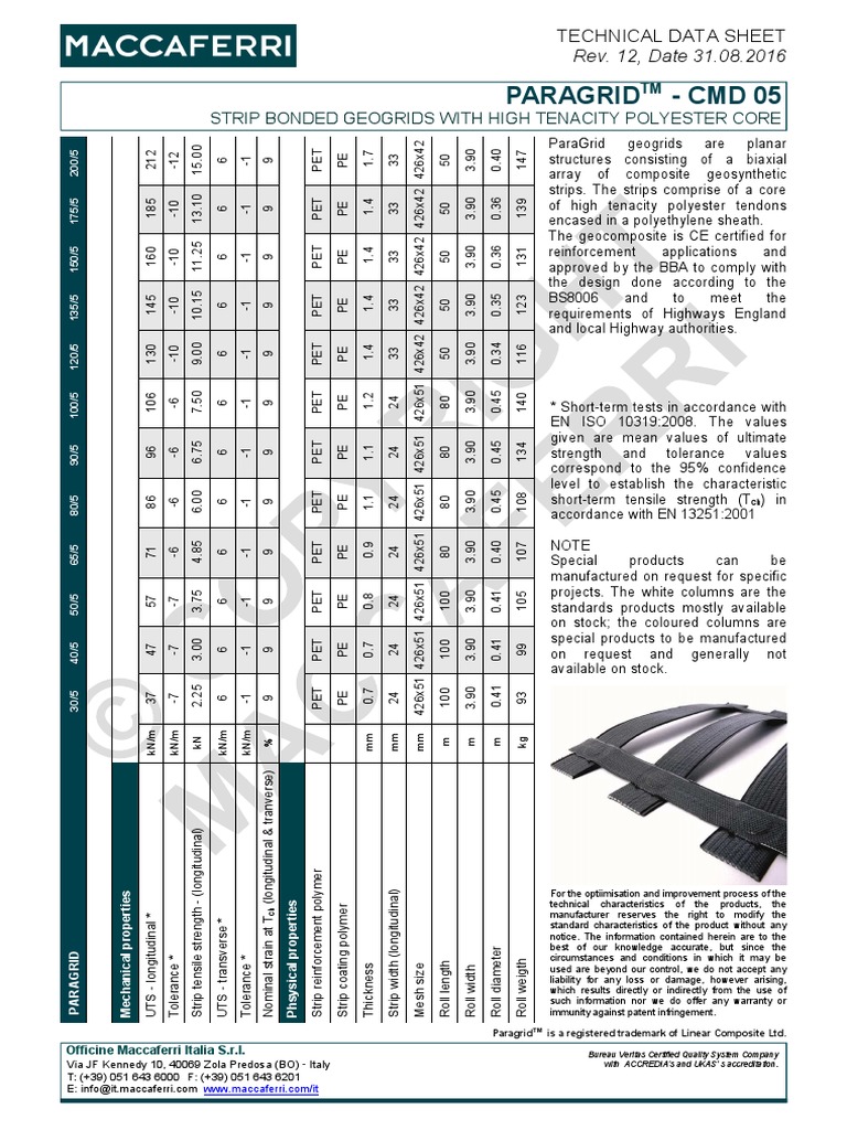 Paragrid Geogrids Technical Data Sheet | PDF | Civil Engineering ...