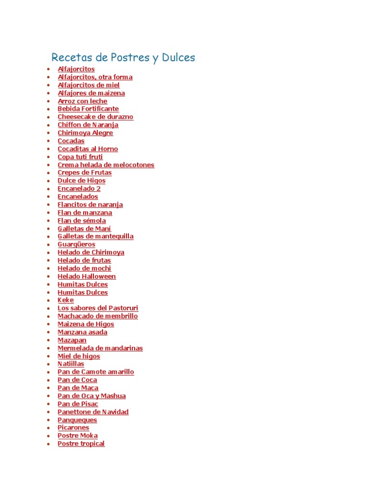 12 Postres y Dulces | PDF