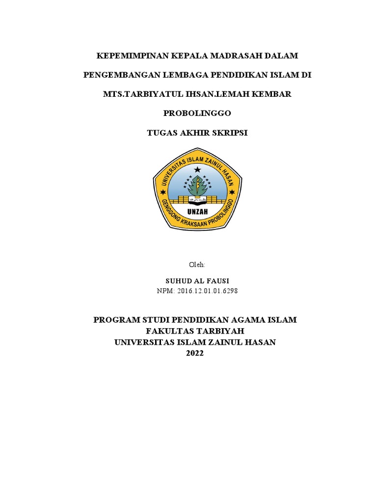 Cover Suhud Skripsi | PDF