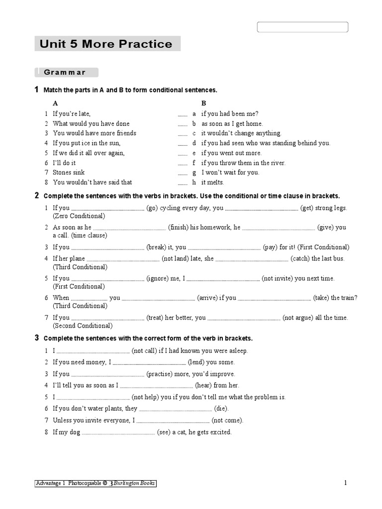 Unit 5 Conditionals Practice Pdf 