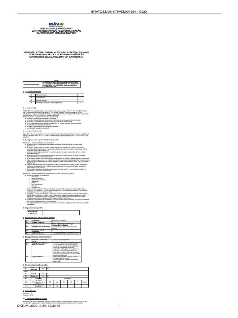 KÃ©pzÃ©si Program | PDF