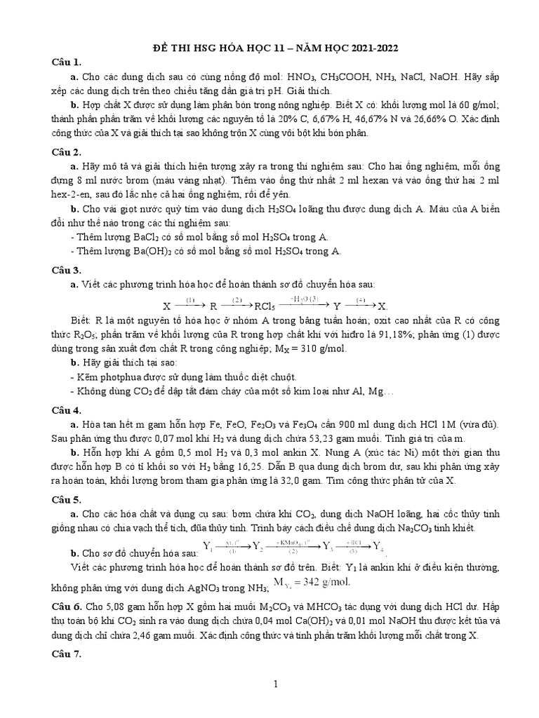 HSG 11 Vĩnh Phúc Năm 2021 - 2022 | PDF