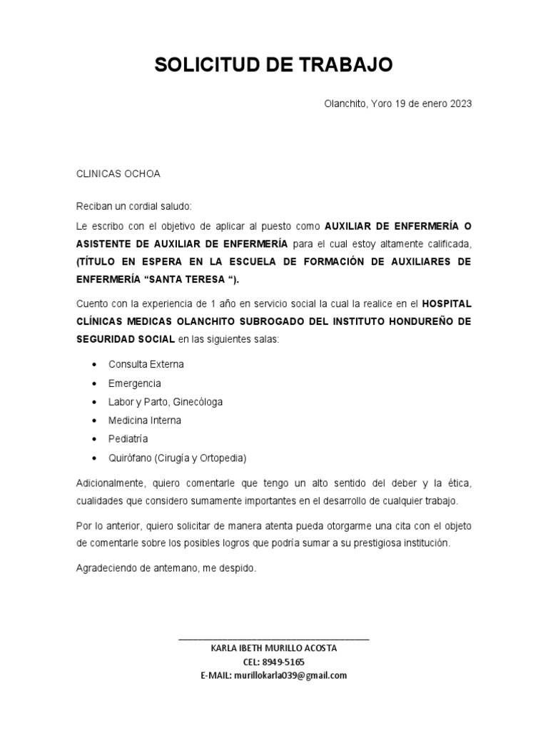 Solicitud de Trabajo | PDF