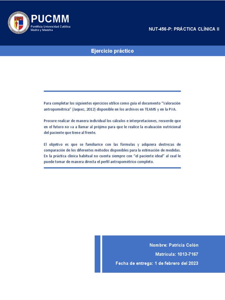 EJERCICIOS_ANTROPOMETRÍA | PDF | Obesidad | Índice de masa corporal