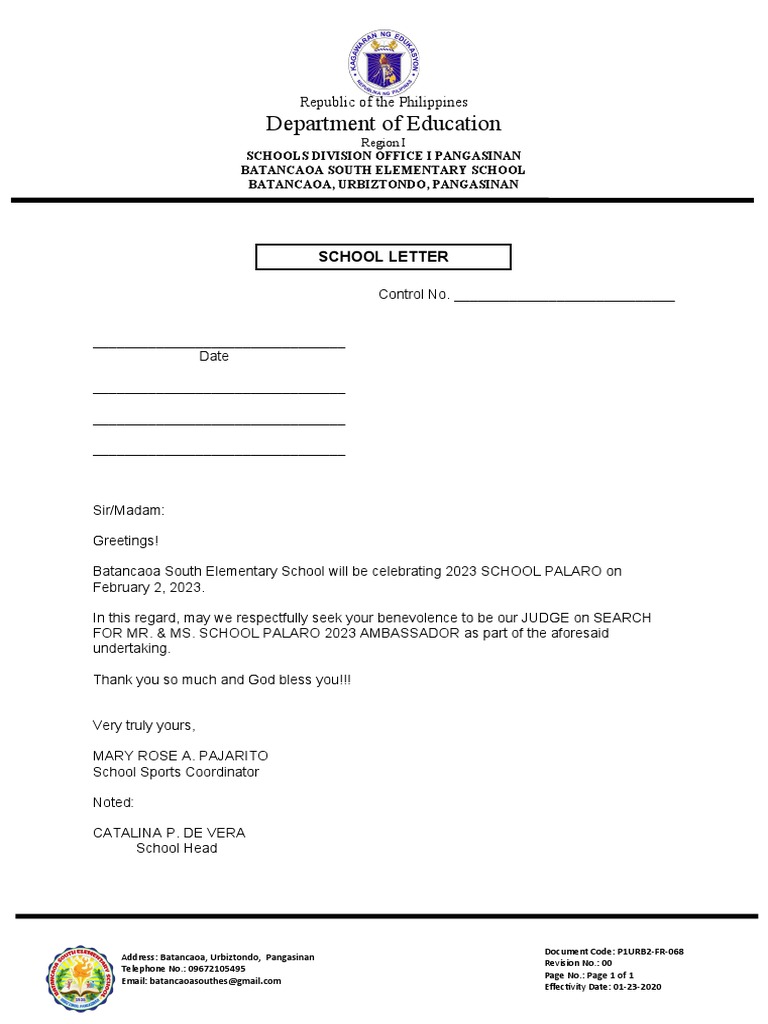 Letter of Invitation For Judging | PDF