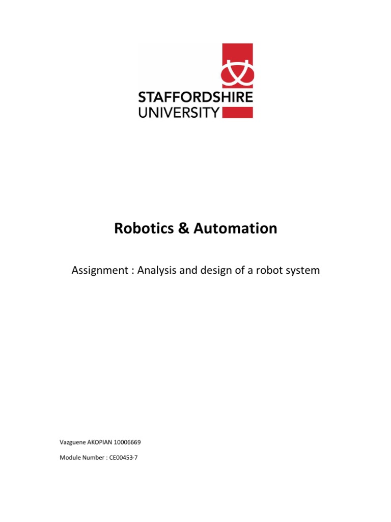 Robotics Final Assignment Kinematics Robot 