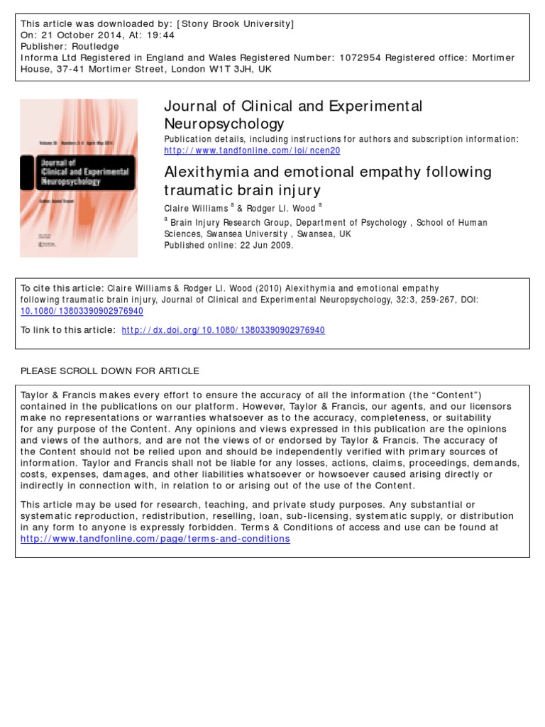 Williams2010 (Alexithymia) | PDF | Wechsler Adult Intelligence Scale ...