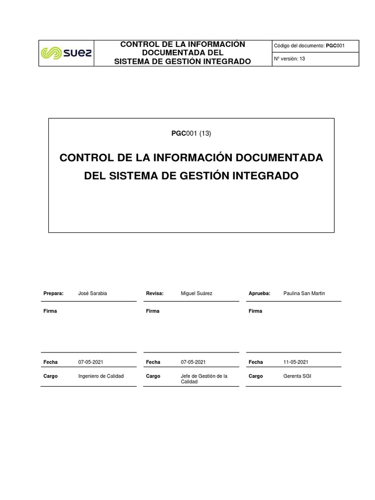 PGC001 Control de La Información Documentada | PDF | Archivo de ...