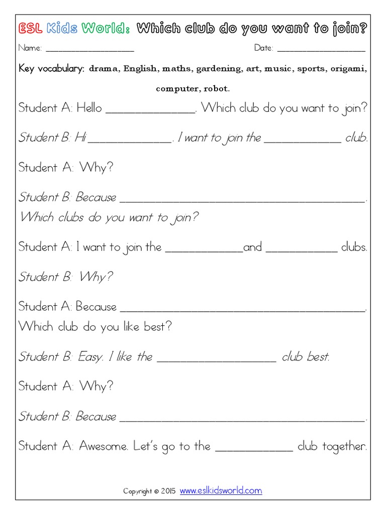 Kids Club Role Play | PDF | Career & Growth | Games & Activities