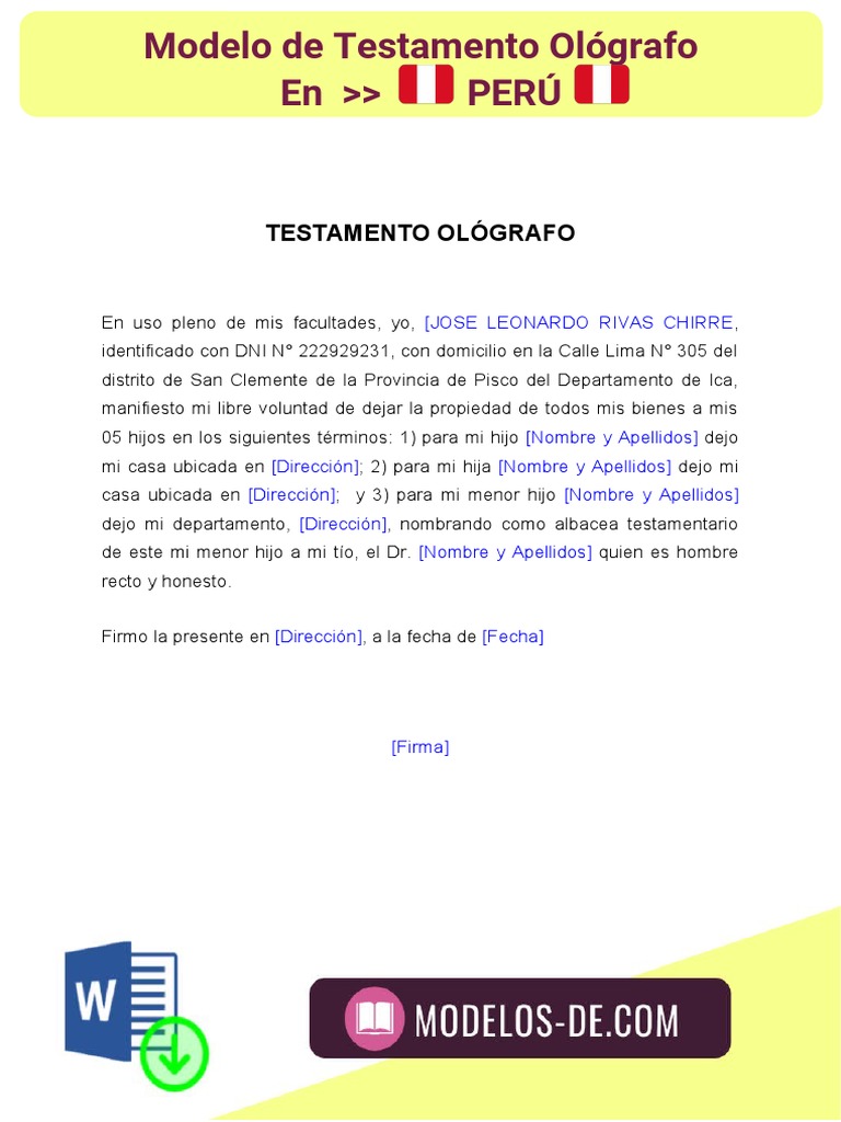 Modelo de Testamento | PDF